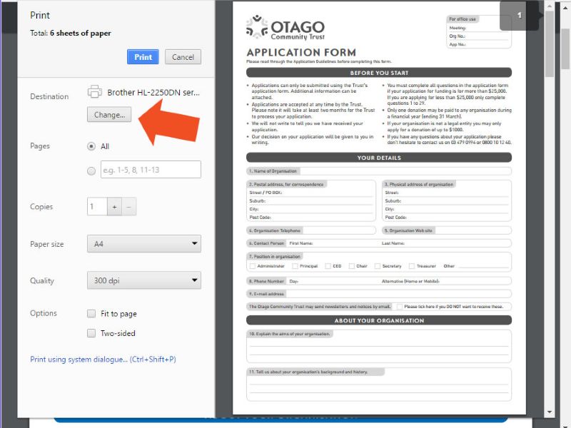 Saving the Application Form Smart Version 2 : Otago Community Trust